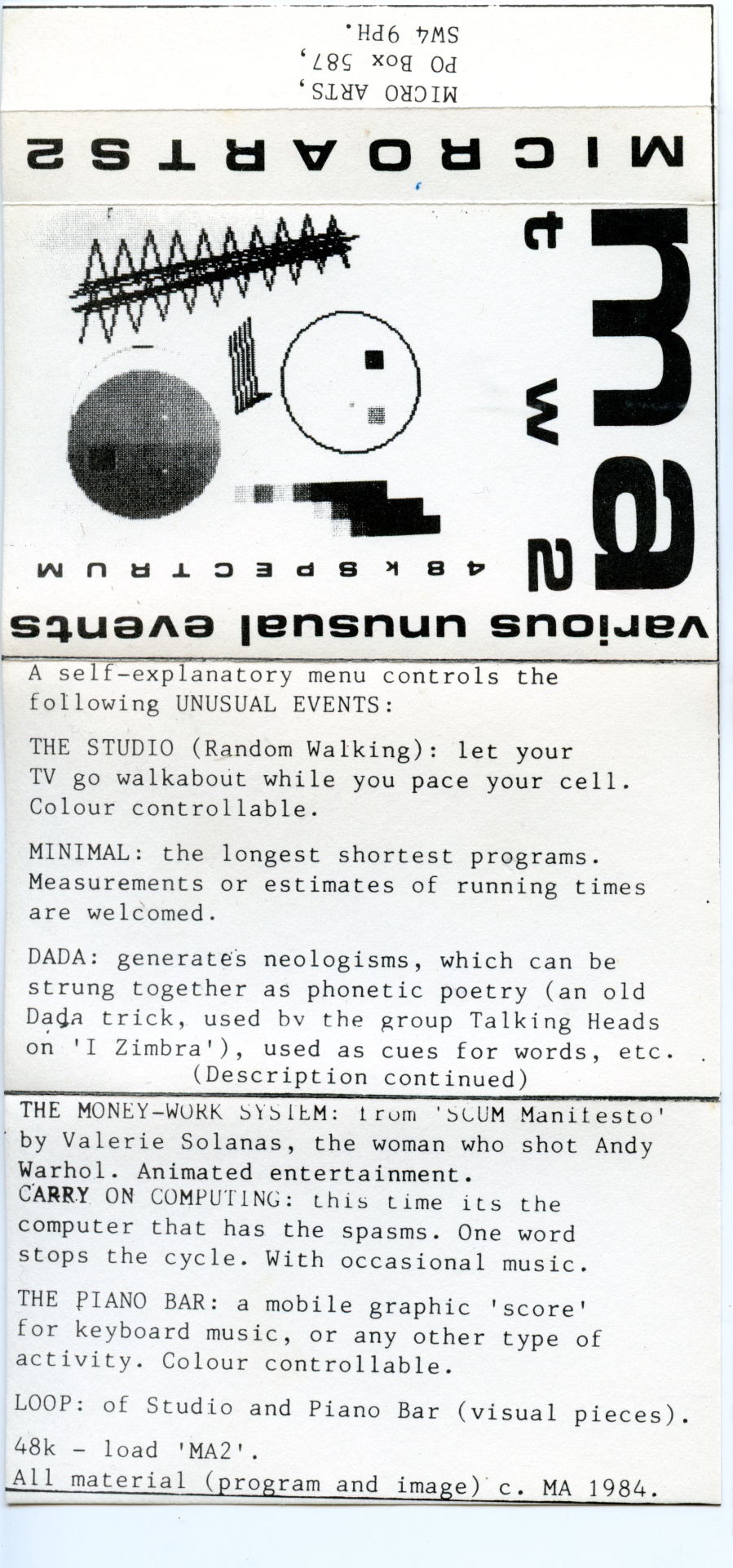 MA2 Geoff Davis Various Unusual Events – Micro Arts Group Computer and ...